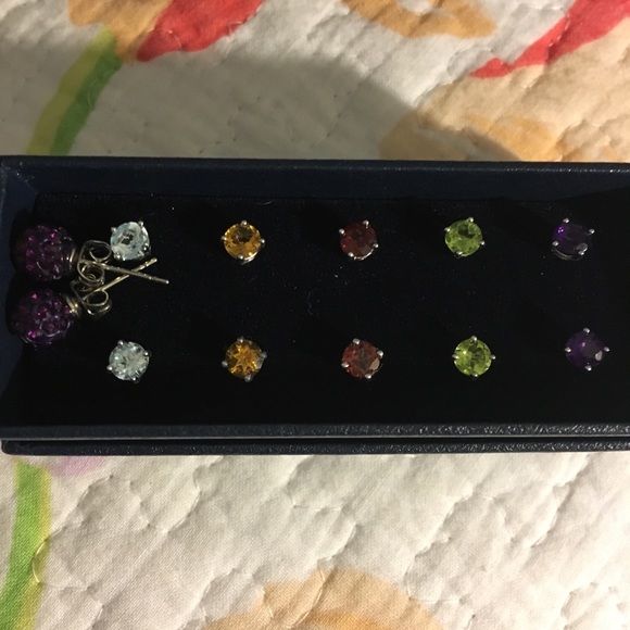 Stauer | Jewelry | 6set Of Genuine 925 Gemstone Stud Earrings | Poshmark
